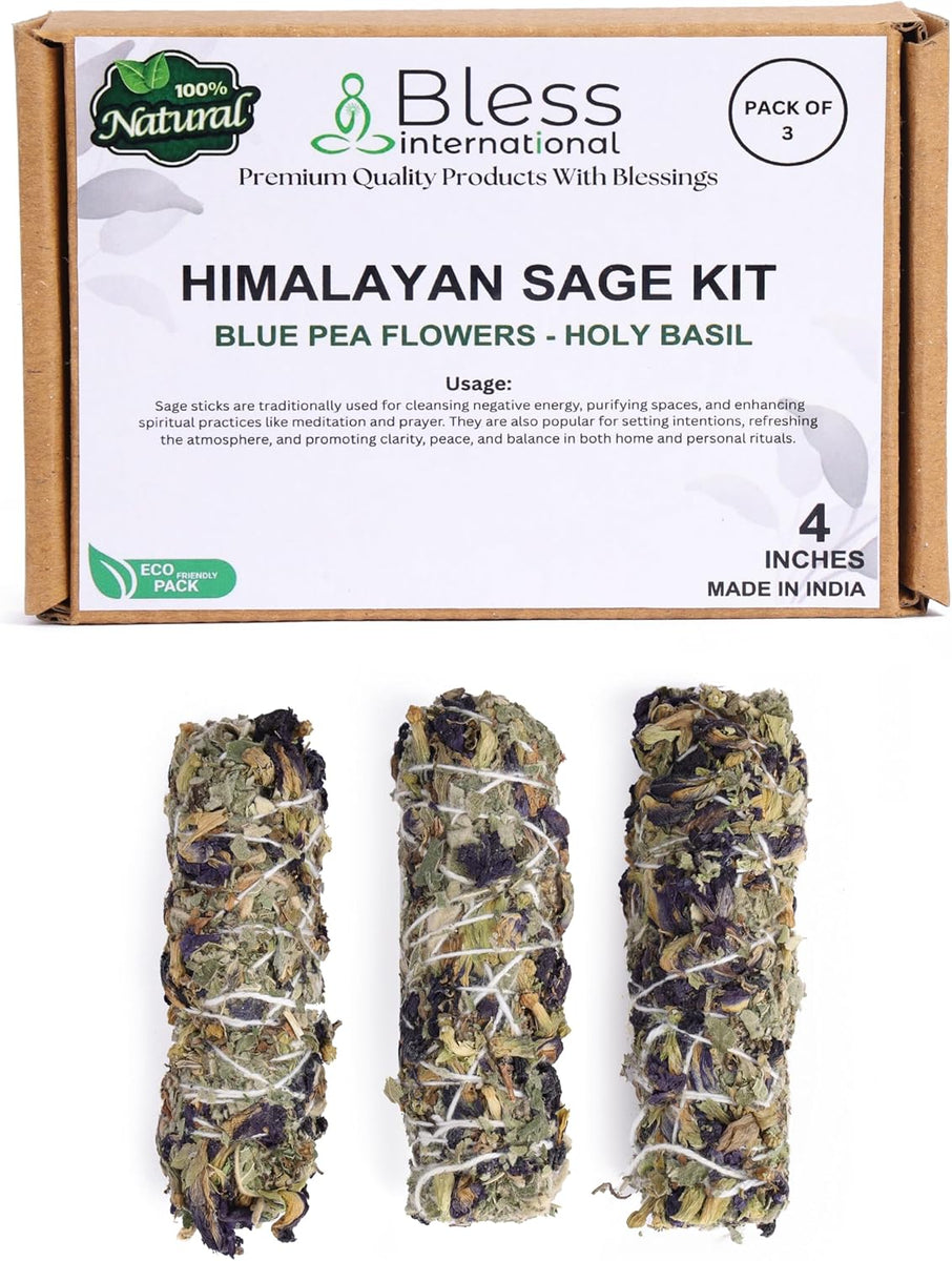 Himalayan Sage Incense 4 Inches Long (Holy basil - Blue pea flowers ...