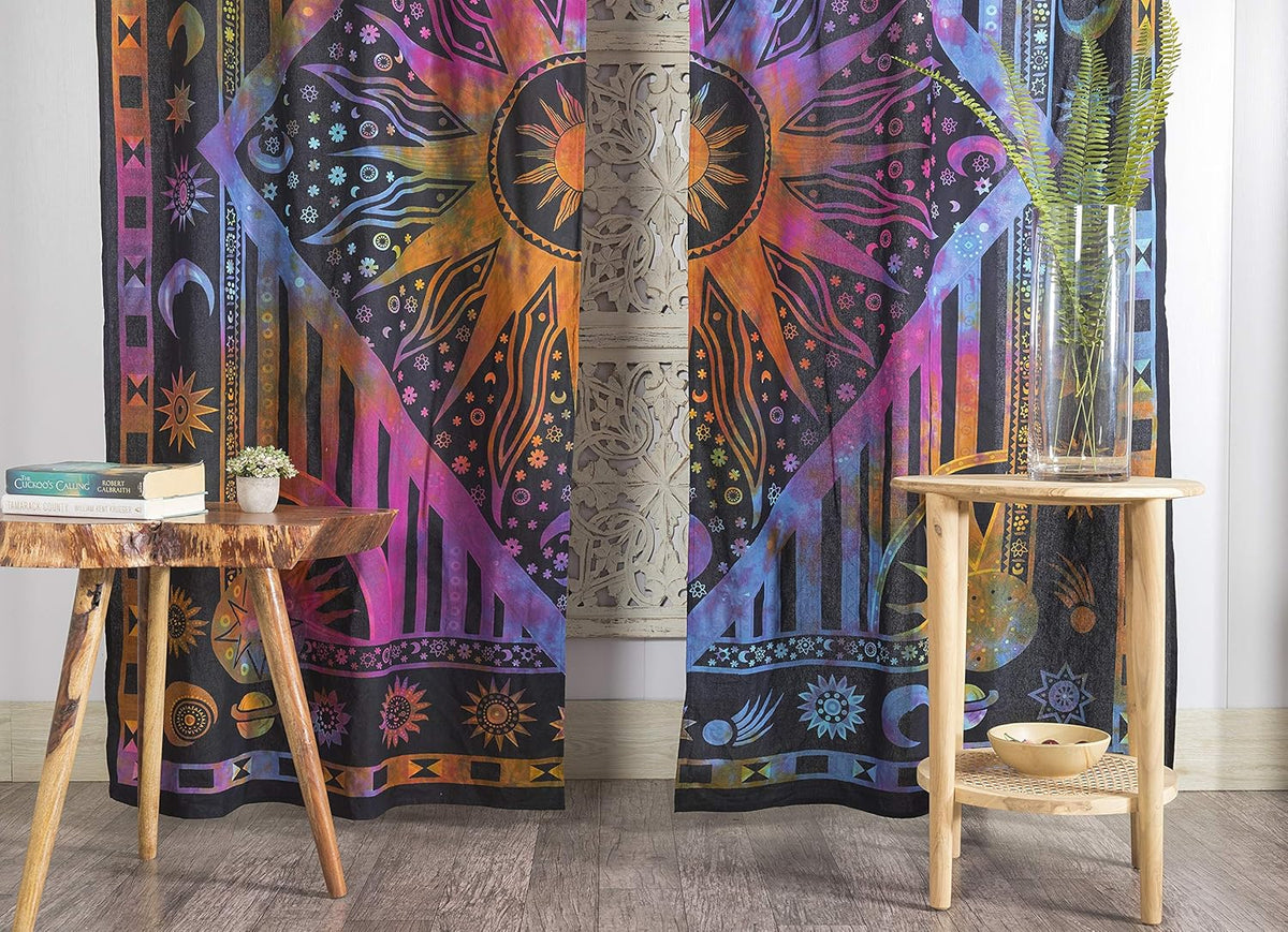 Beautiful Bohemian Psychedelic Hippie Tree of Life Window Curtain (Pur ...